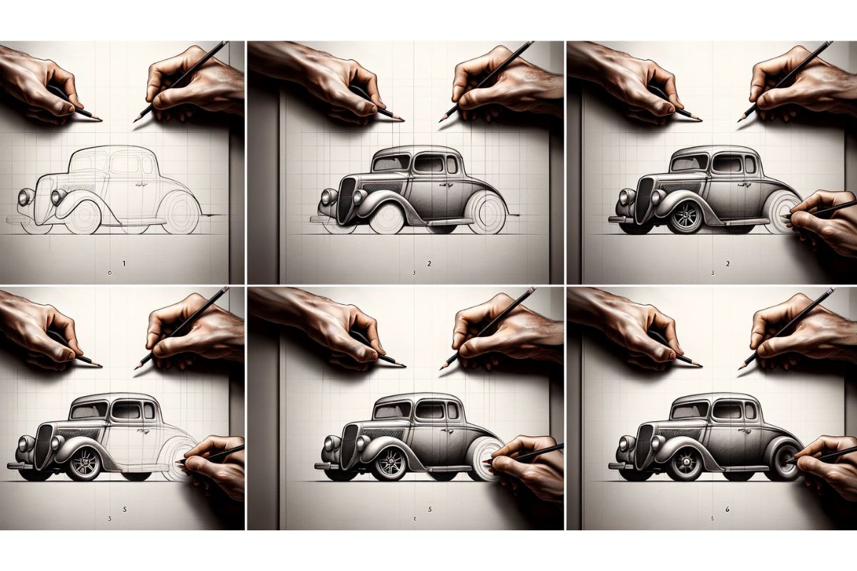 Auto Tekenen: stap voor stap realitische auto schetsen - Potlodenkopen